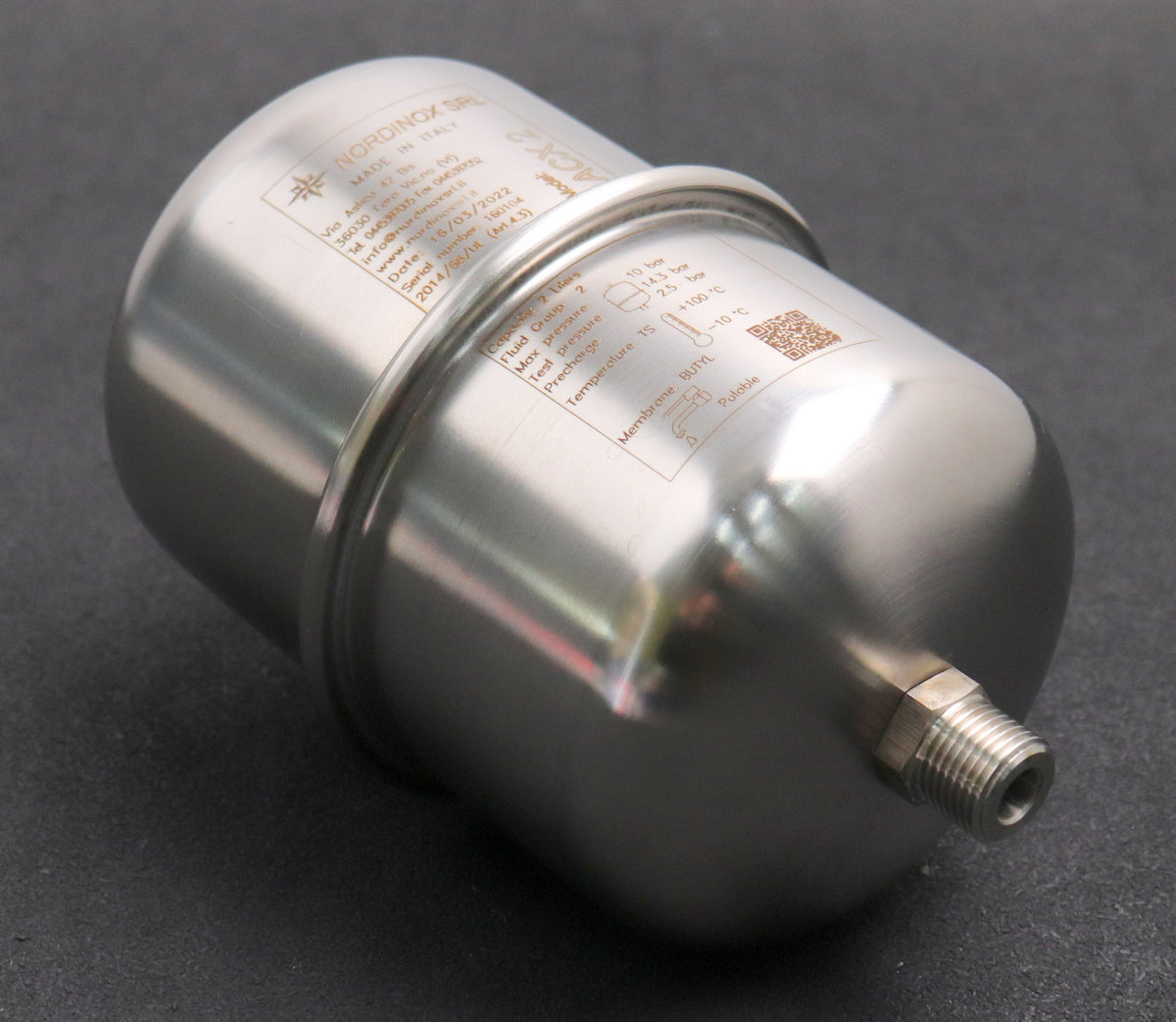 NORDINOX Expansionsgefäß ACX 2 Volumen 2l Fluid Group 2 max. 10bar unb ...