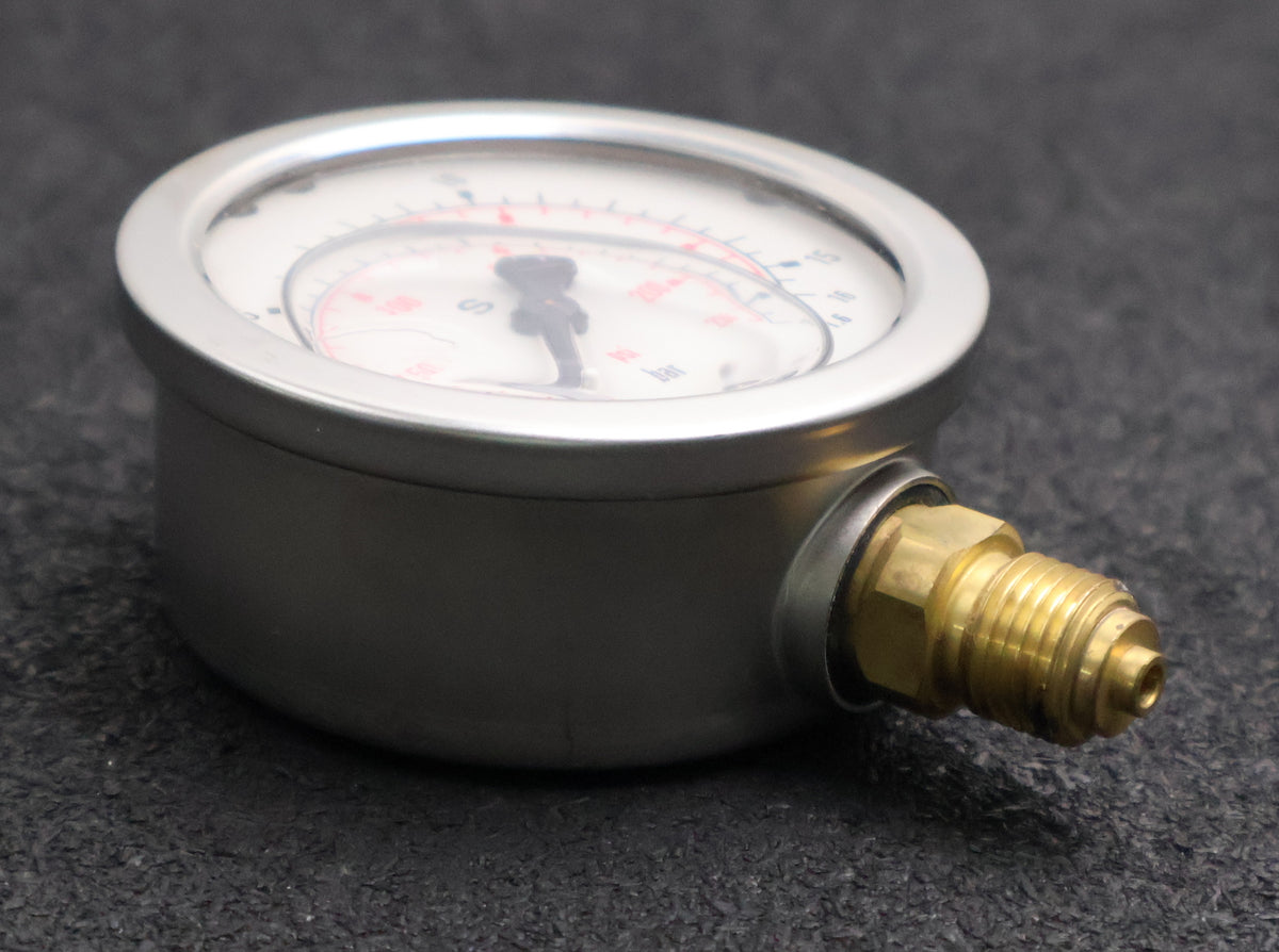 TECSIS Manometer pressure gauge 0-16bar senkrecht Anschlussgewinde G1 ...