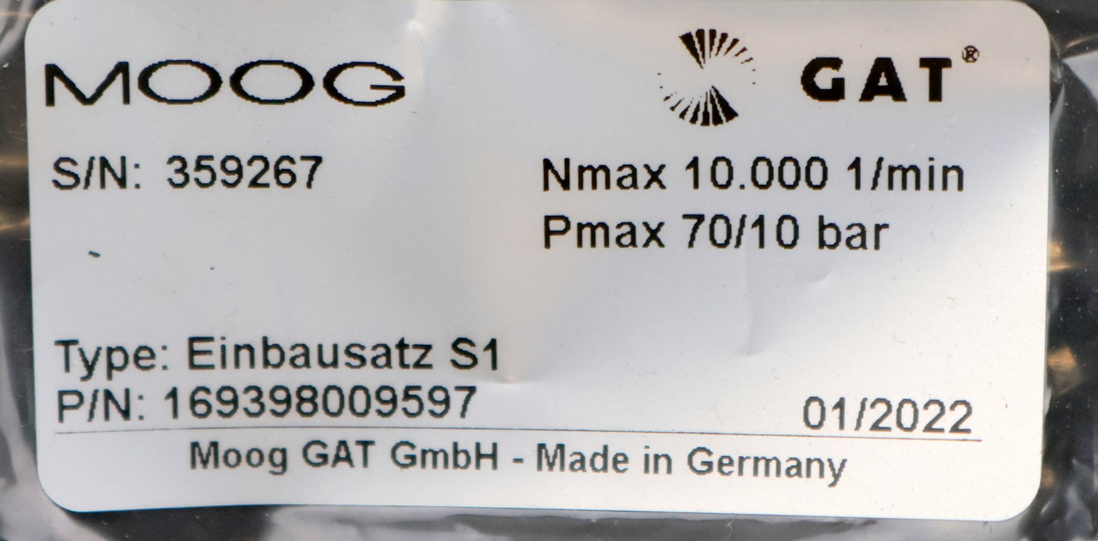 MOOG / GAT Drehdurchführung / Kupplung Einbausatz S1 Part nr. 16939800 ...