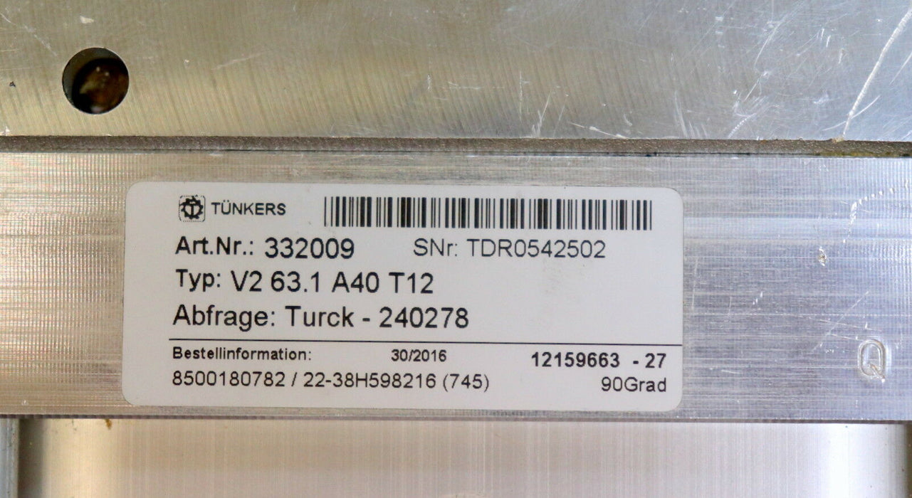 TÜNKERS Vario-Spanner V2 63.1 A40 T12 90° Art.Nr. 332009 Abfrage TURCK ...