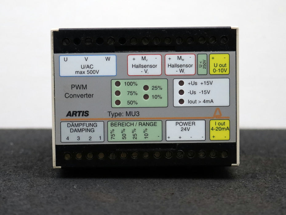 ARTIS Messumformer transmitter Type: MU3 gebraucht — happy-parts.de