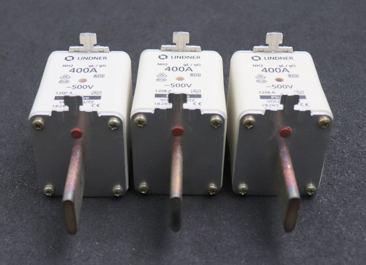 LINDNER 3x Sicherungseinsatz fuse-link Art.Nr. 1B283 400A 500VAC gL-gG ...